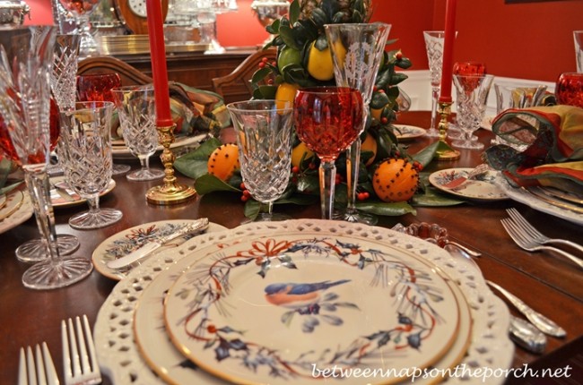 Colonial Williamsburg Christmas Table Setting with a Lemon and Lime ...