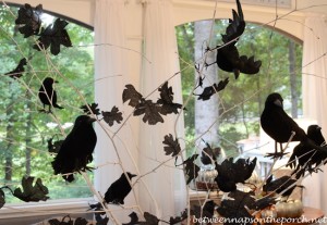 Halloween Table Setting Tablescape with Raven Crow Centerpiece
