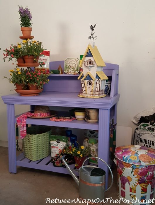 Paint a Potting Bench Periwinkle Blue