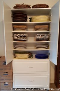 Storage Organization for Charger Plates, Flatware, Napkins and Napkin Rings