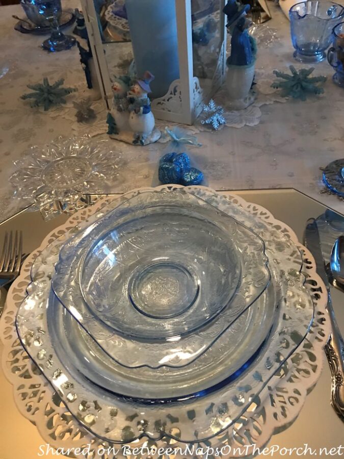 Winter Table with Blue Madrid Depression Glass, Earl Grey Tea Cake & a ...