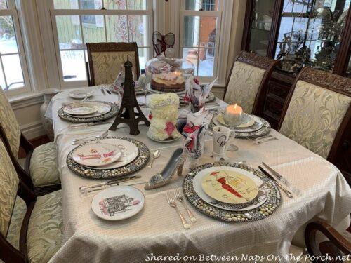 Emily in Paris Inspired Table Setting with Cheesecake for Dessert!