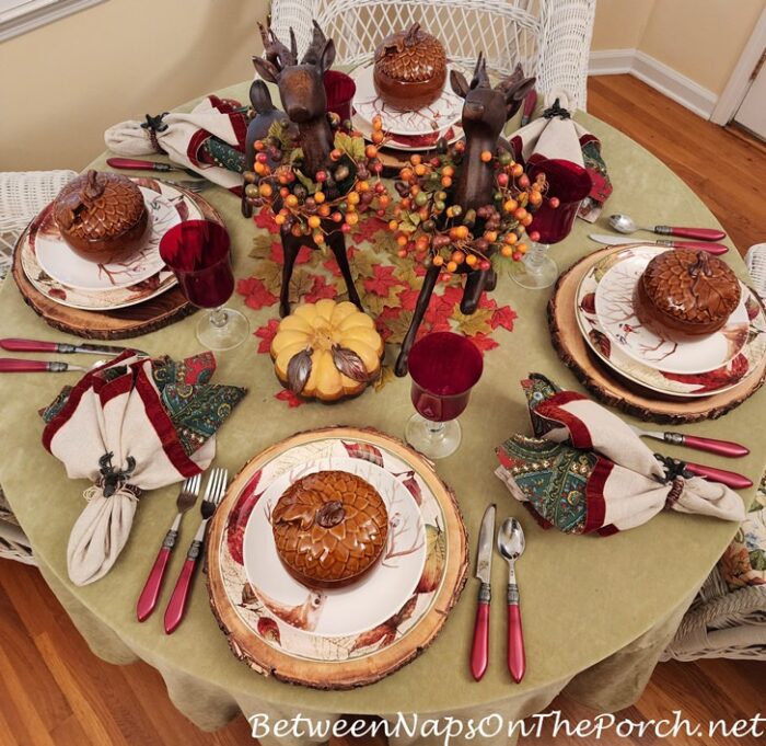 Whimsical Autumn Fall Woodland Table Setting with Deer Centerpiece ...