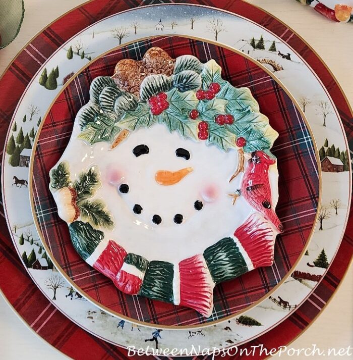Winter Table Setting Featuring A Beautiful Christopher Radko Snowman ...